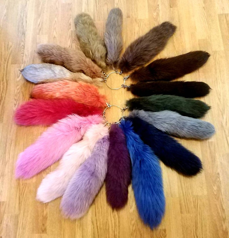 SOLID DYED Arctic Fox Fur Tail Keychain - Etsy