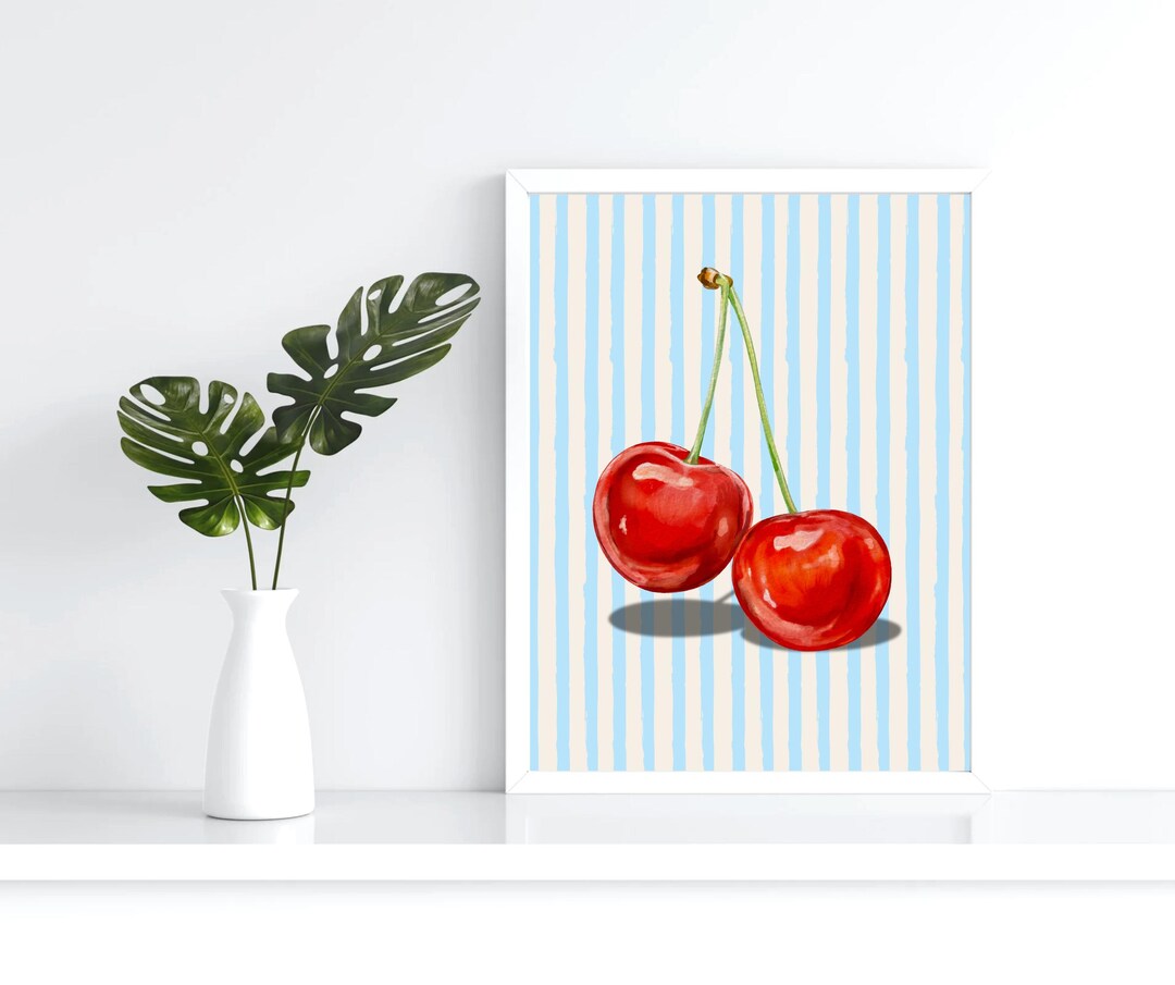 Cherry Printable Poster, Downloaded Printable, Cherry Graphics, Fruit ...