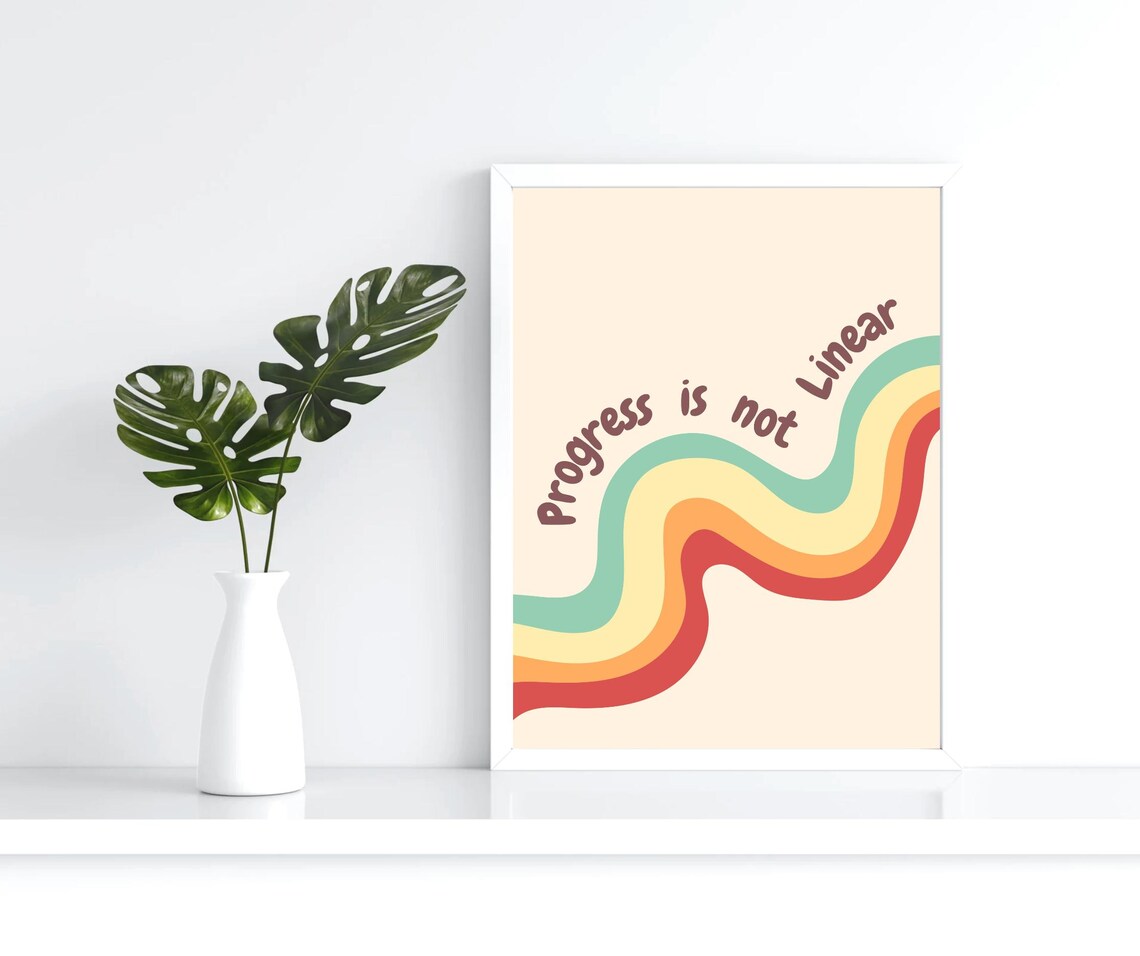 Progress is Not Linear Poster, Downloaded Printable, Therapy Poster ...