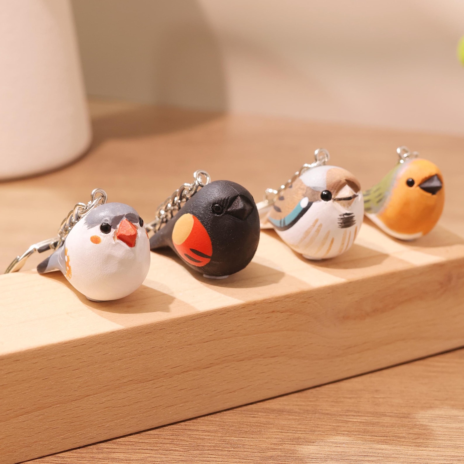 Hand-carved Wooden Bird Keychain-gift for Bird Lovers, Desk Decor,wood ...