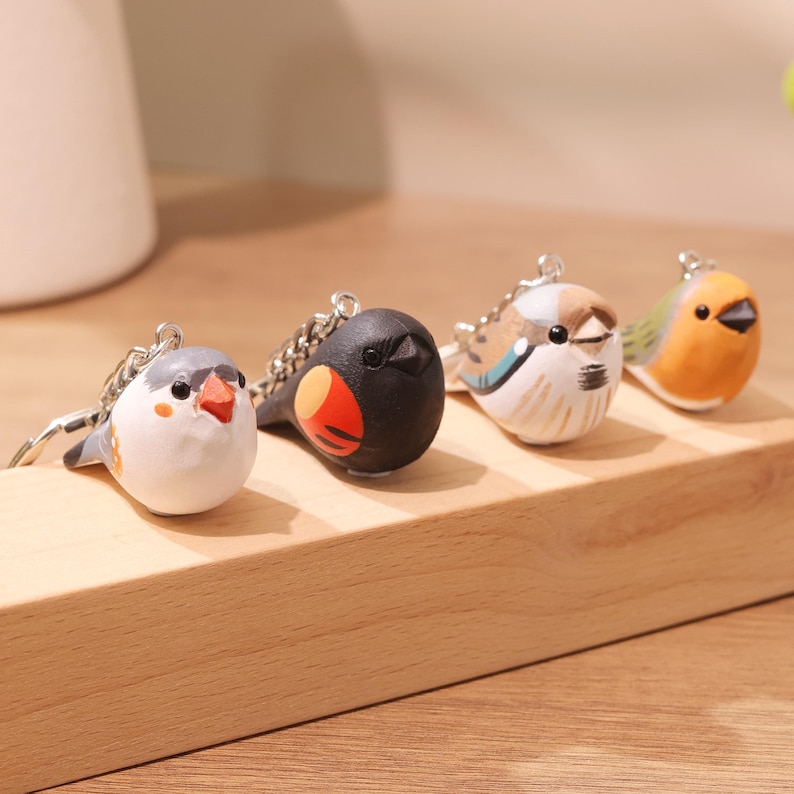 Hand-carved Wooden Bird Keychain-gift for Bird Lovers, Desk Decor,wood ...