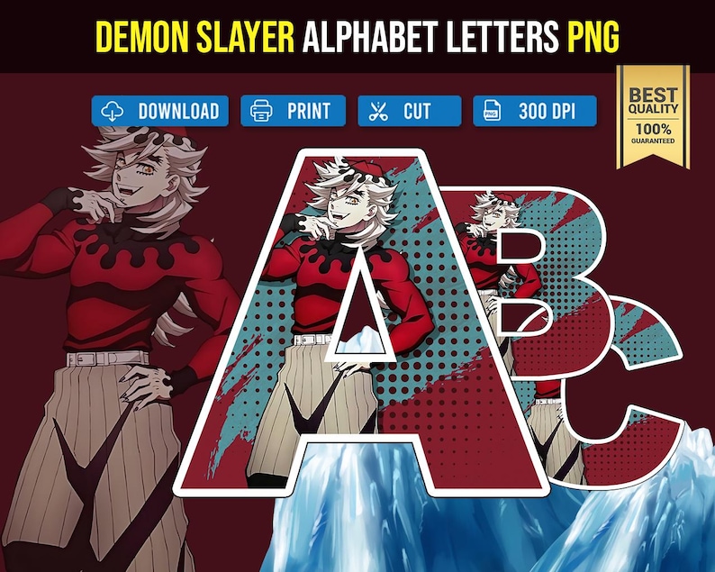 Demon Slayer (douma) PNG Fonts - Etsy UK