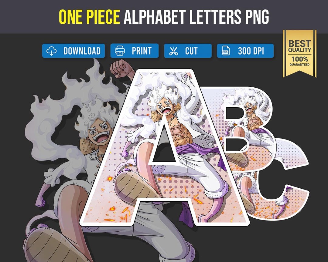 One Piece (luffy) Gr5 PNG Fonts - Etsy