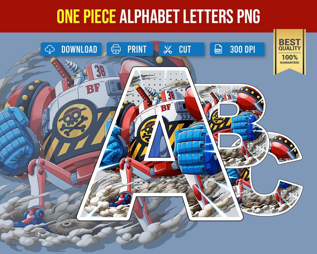 One Piece (franky) PNG Fonts - Etsy