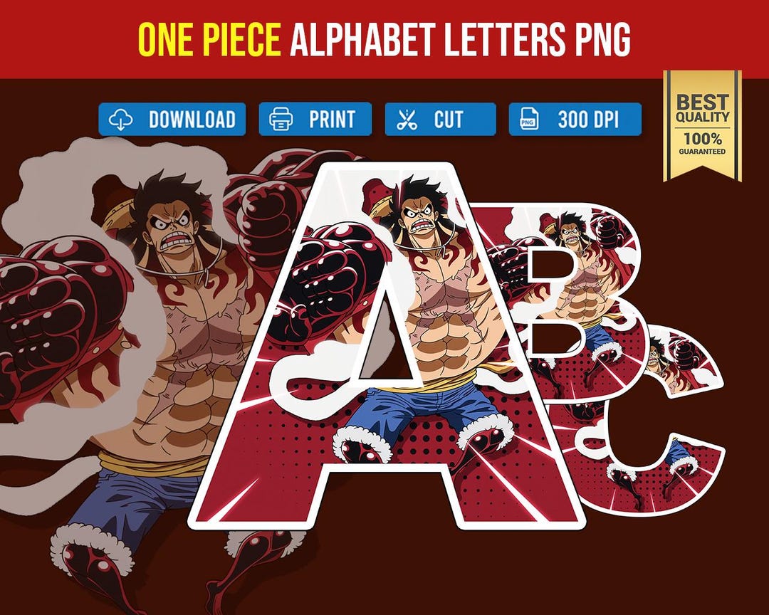 One Piece (luffy) Gr4 PNG Fonts - Etsy
