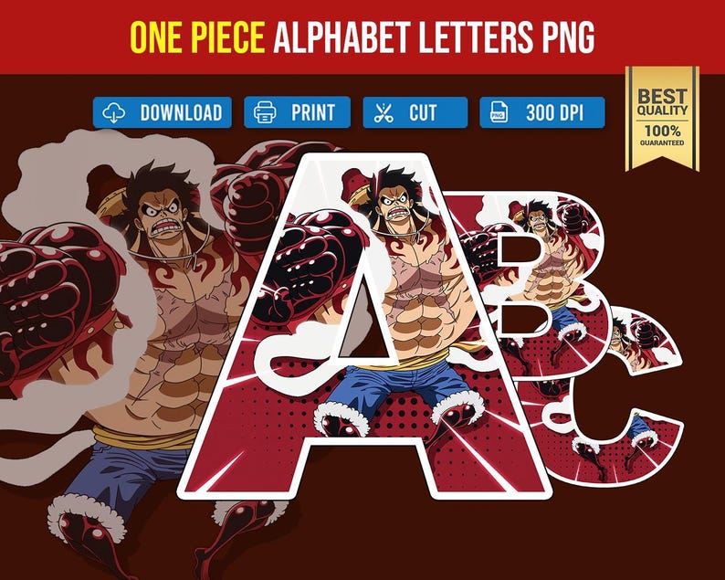 One Piece (luffy) Gr4 PNG Fonts - Etsy