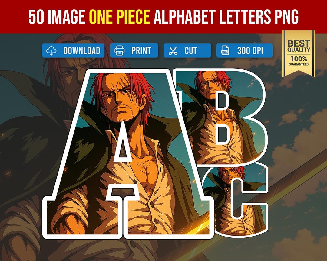50 PNG Fonts (shanks) One Piece - Etsy