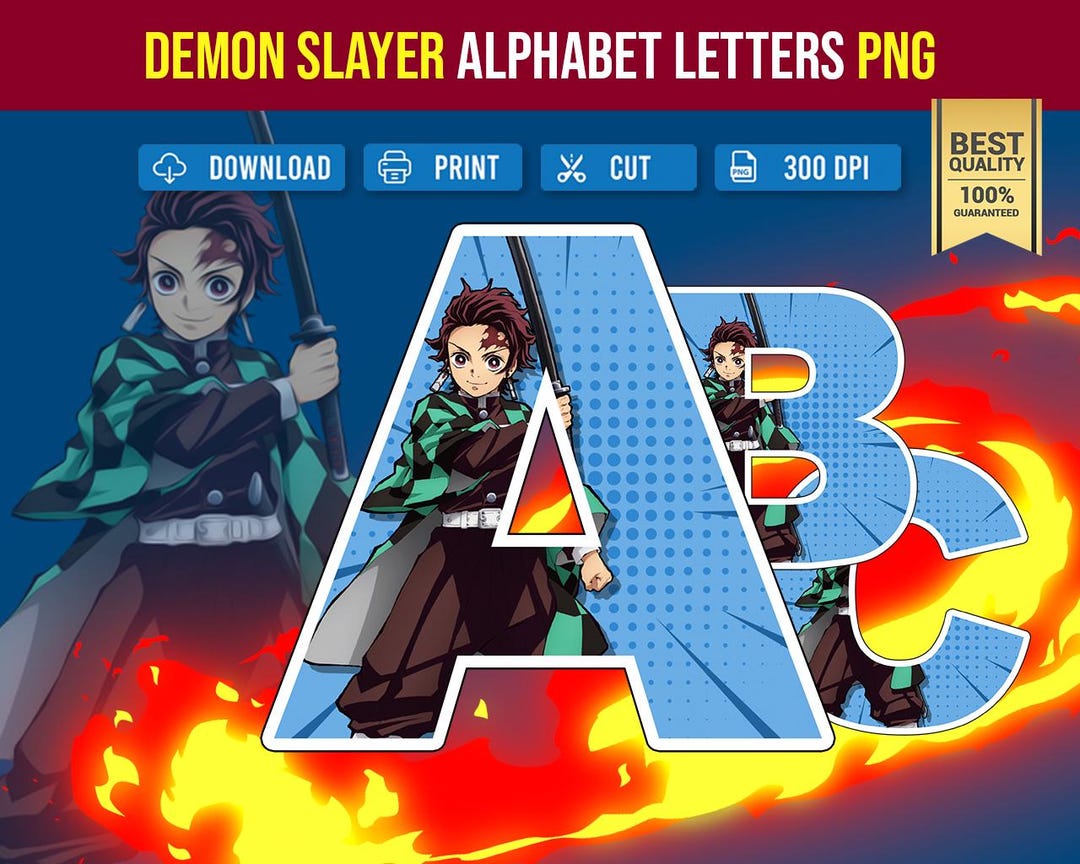 Demon Slayer (tanjiro) PNG Fonts - Etsy