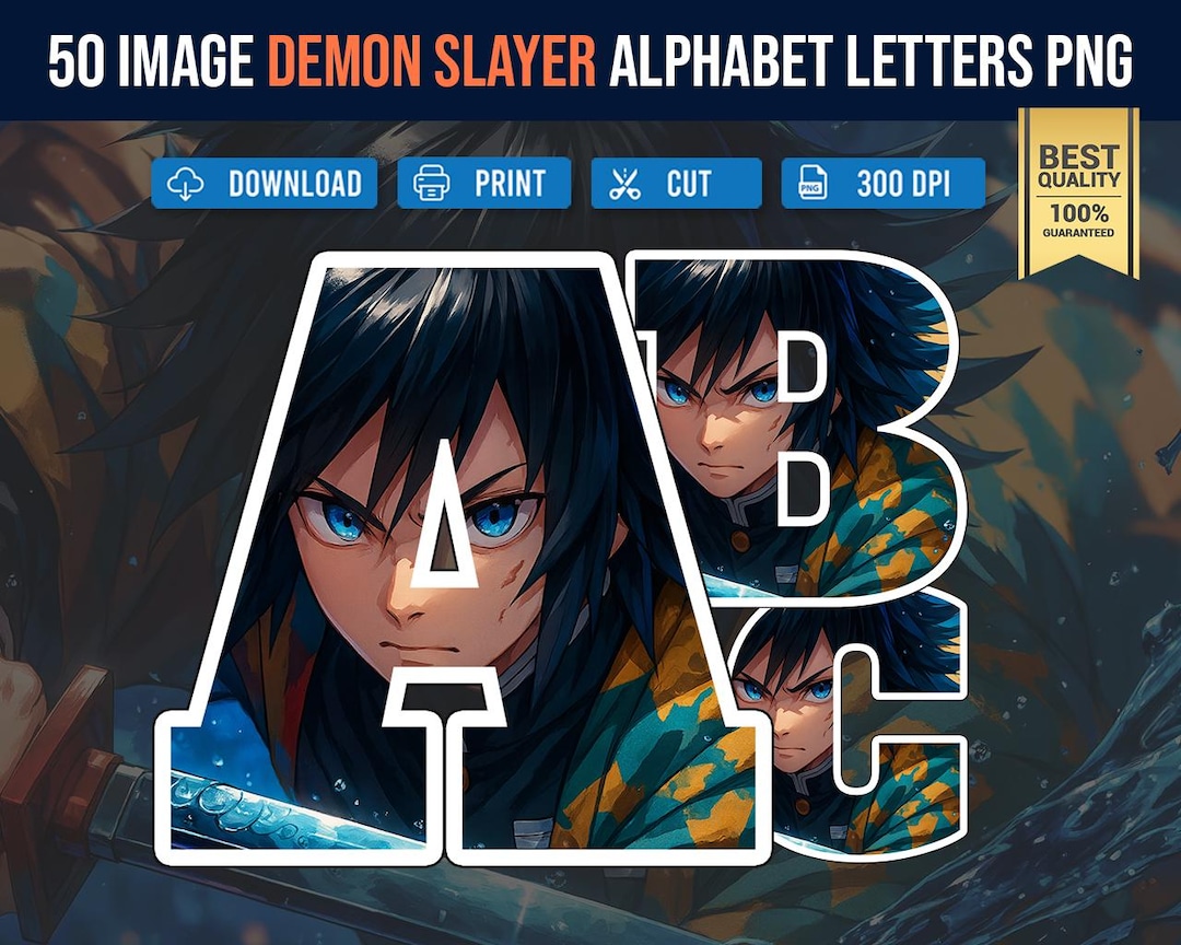 50 PNG Fonts (giyu) Demon Slayer - Etsy