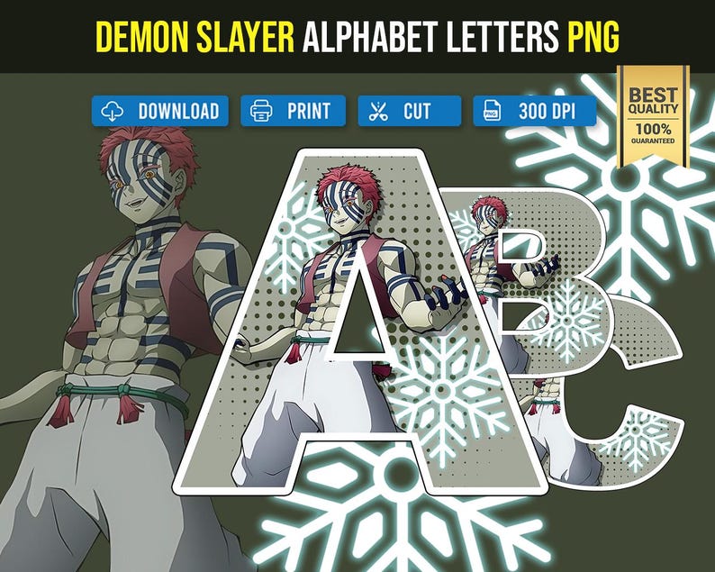 Demon Slayer (akaza) PNG Fonts - Etsy