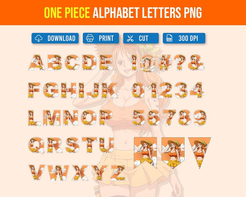 One Piece (nami) PNG Fonts - Etsy