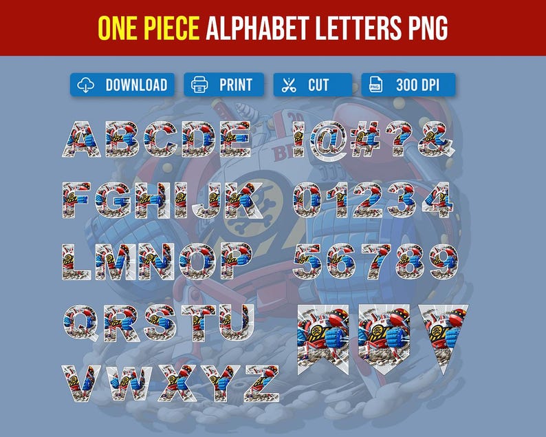 One Piece (franky) PNG Fonts - Etsy