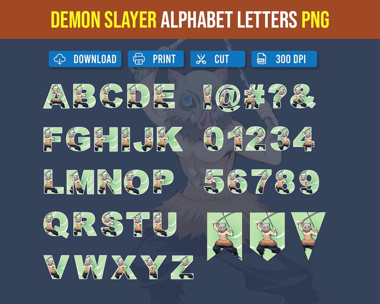 Demon Slayer (inosuke) PNG Fonts - Etsy