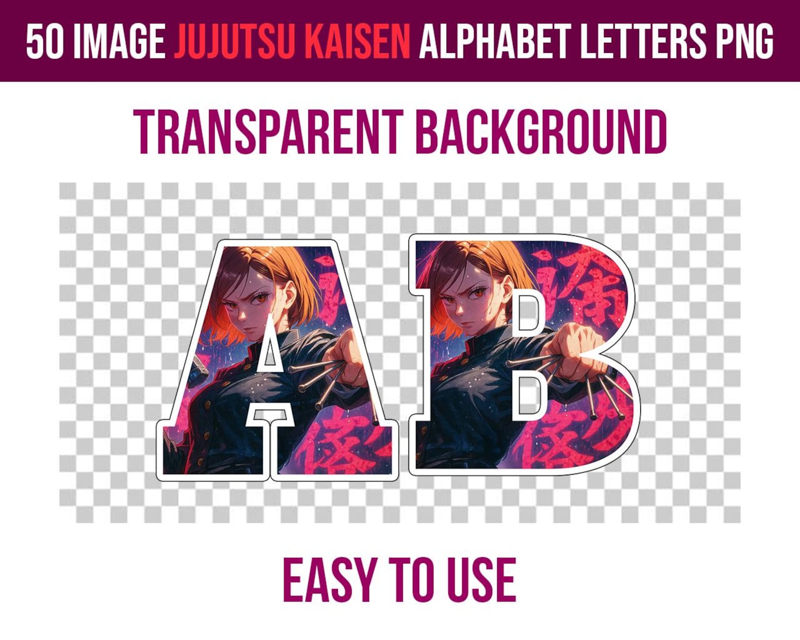 50 PNG Fonts (kugisaki Nobara) Jujutsu Kaisen - Etsy