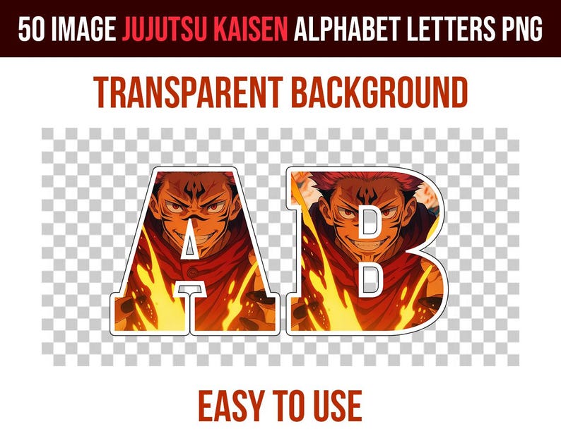 50 PNG Fonts (sukuna) Jujutsu Kaisen - Etsy