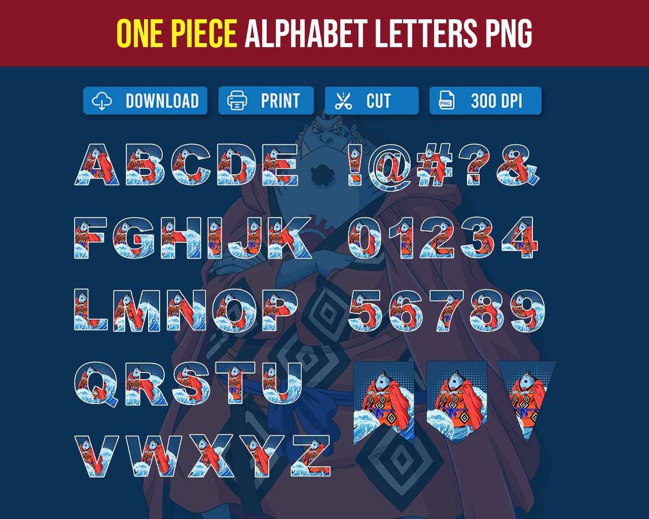 One Piece (jinbei) PNG Fonts - Etsy