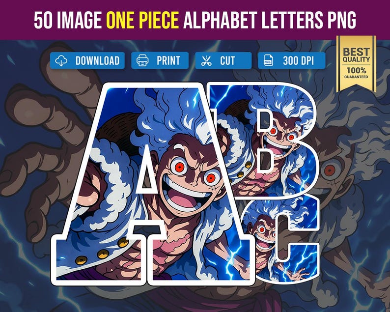 50 PNG Fonts (luffy) Gr5 One Piece - Etsy