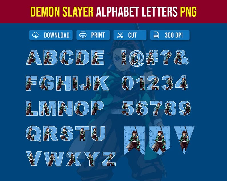 Demon Slayer (tanjiro) PNG Fonts - Etsy