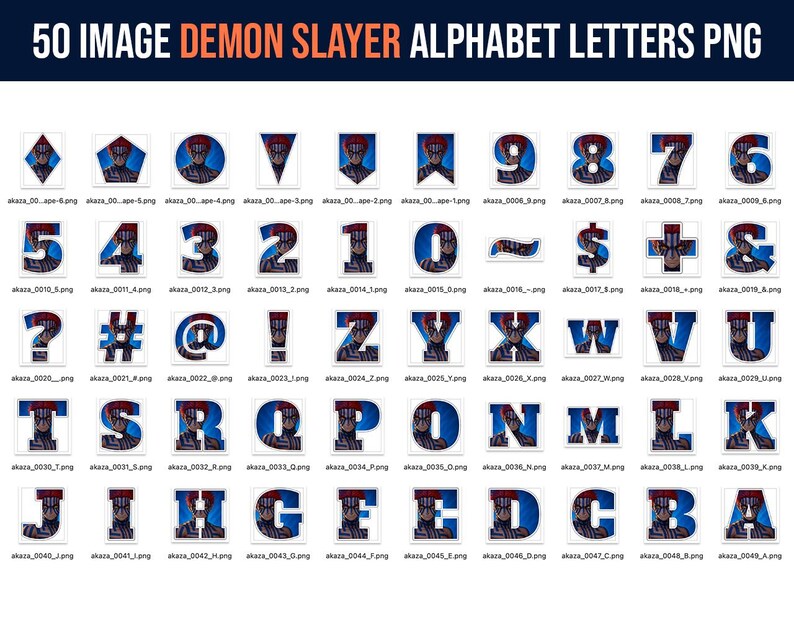 50 PNG Fonts (akaza) Demon Slayer - Etsy
