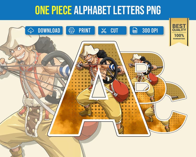 One Piece (usopp) PNG Fonts - Etsy