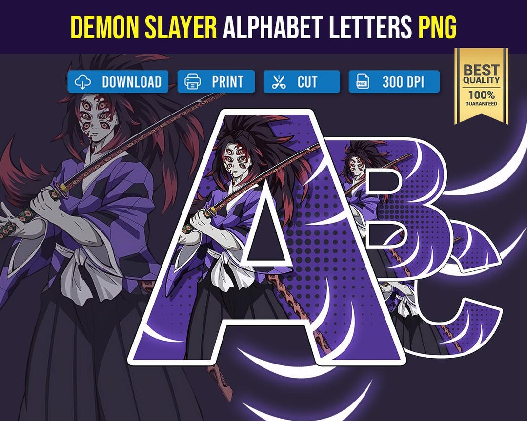 Demon Slayer (kokushibo) PNG Fonts - Etsy
