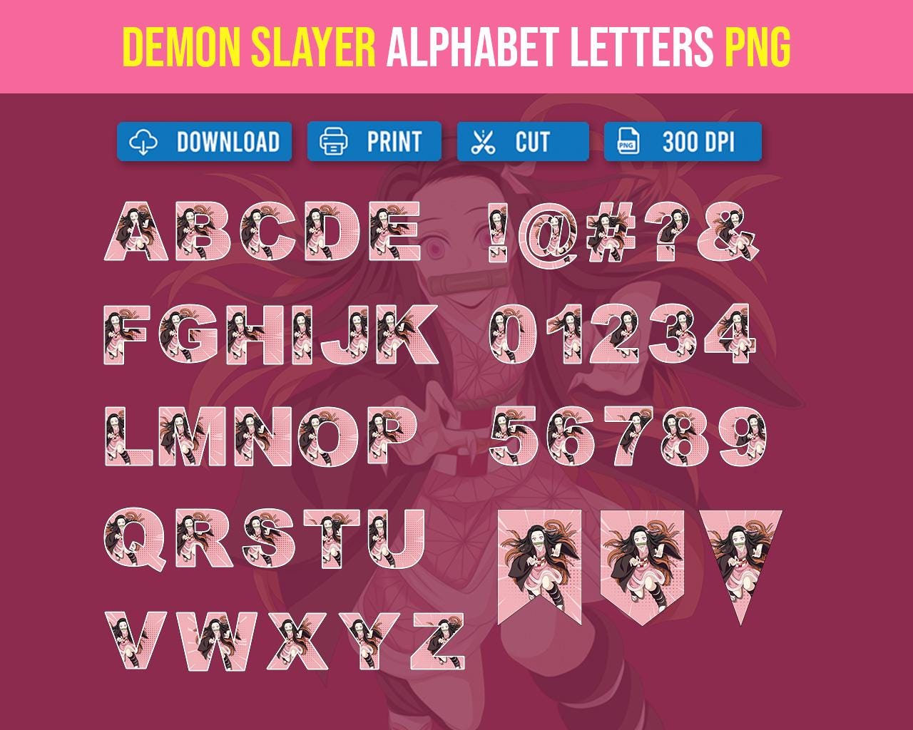 Demon Slayer (nezuko) PNG Fonts - Etsy