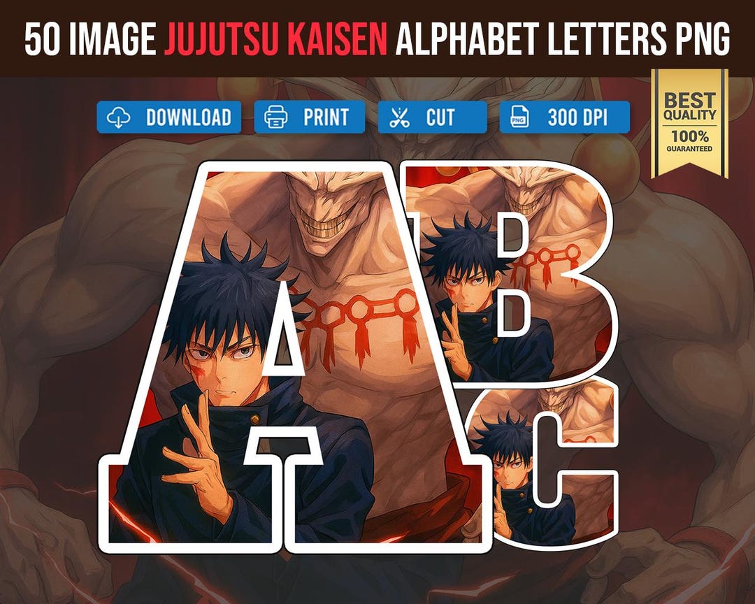 50 PNG Fonts (megumi Fushiguro) Jujutsu Kaisen - Etsy