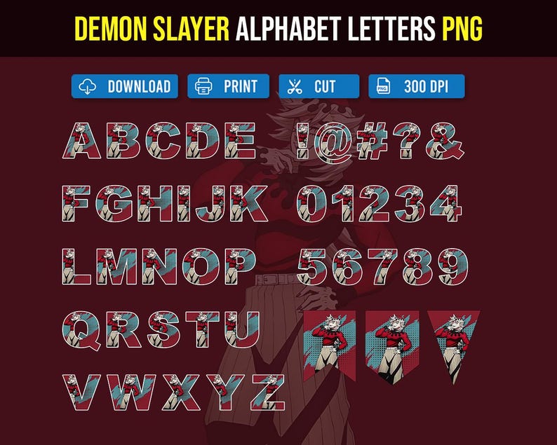 Demon Slayer (douma) PNG Fonts - Etsy
