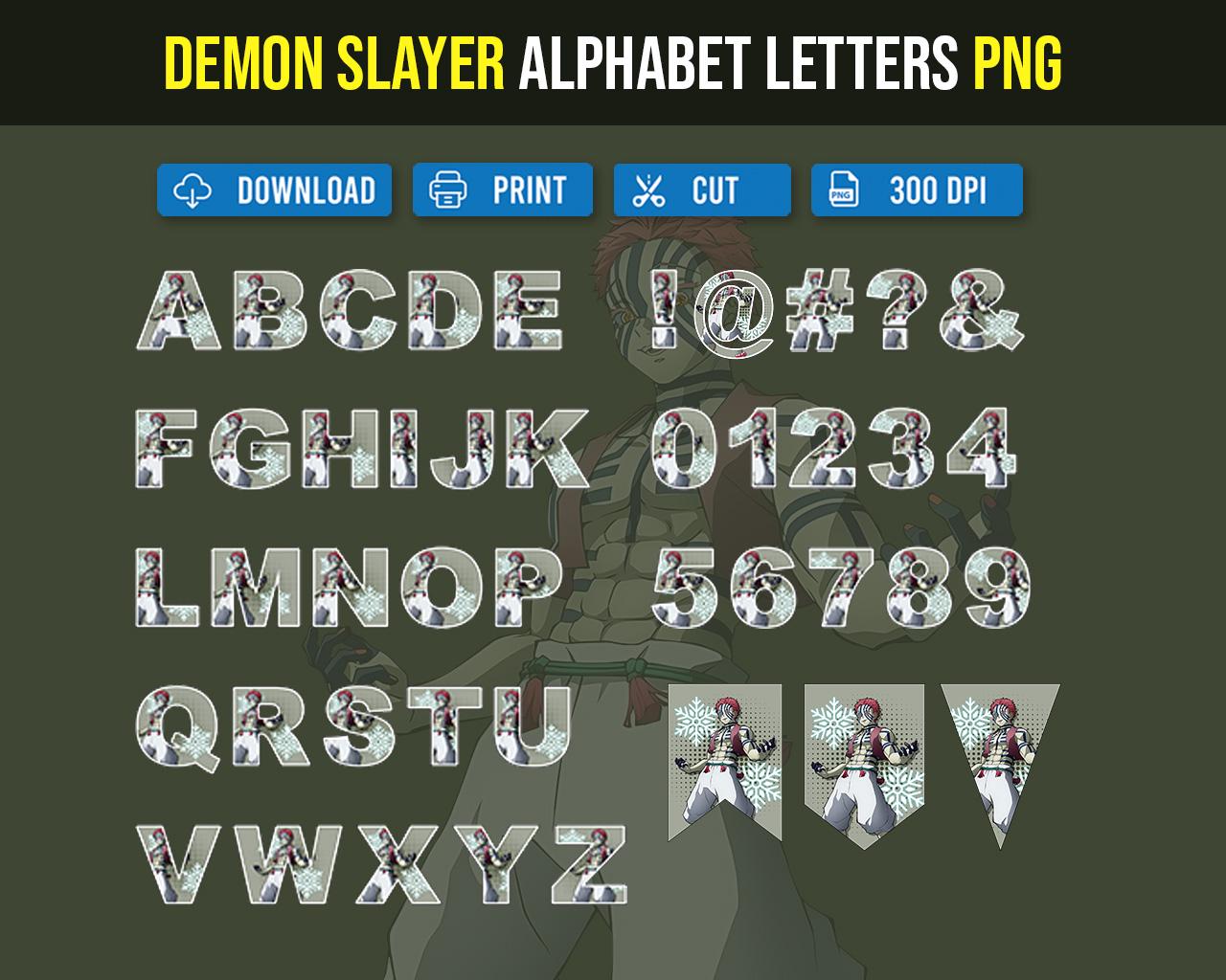 Demon Slayer (akaza) PNG Fonts - Etsy