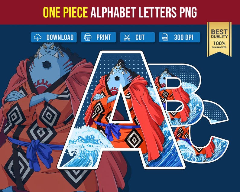 One Piece (jinbei) PNG Fonts - Etsy