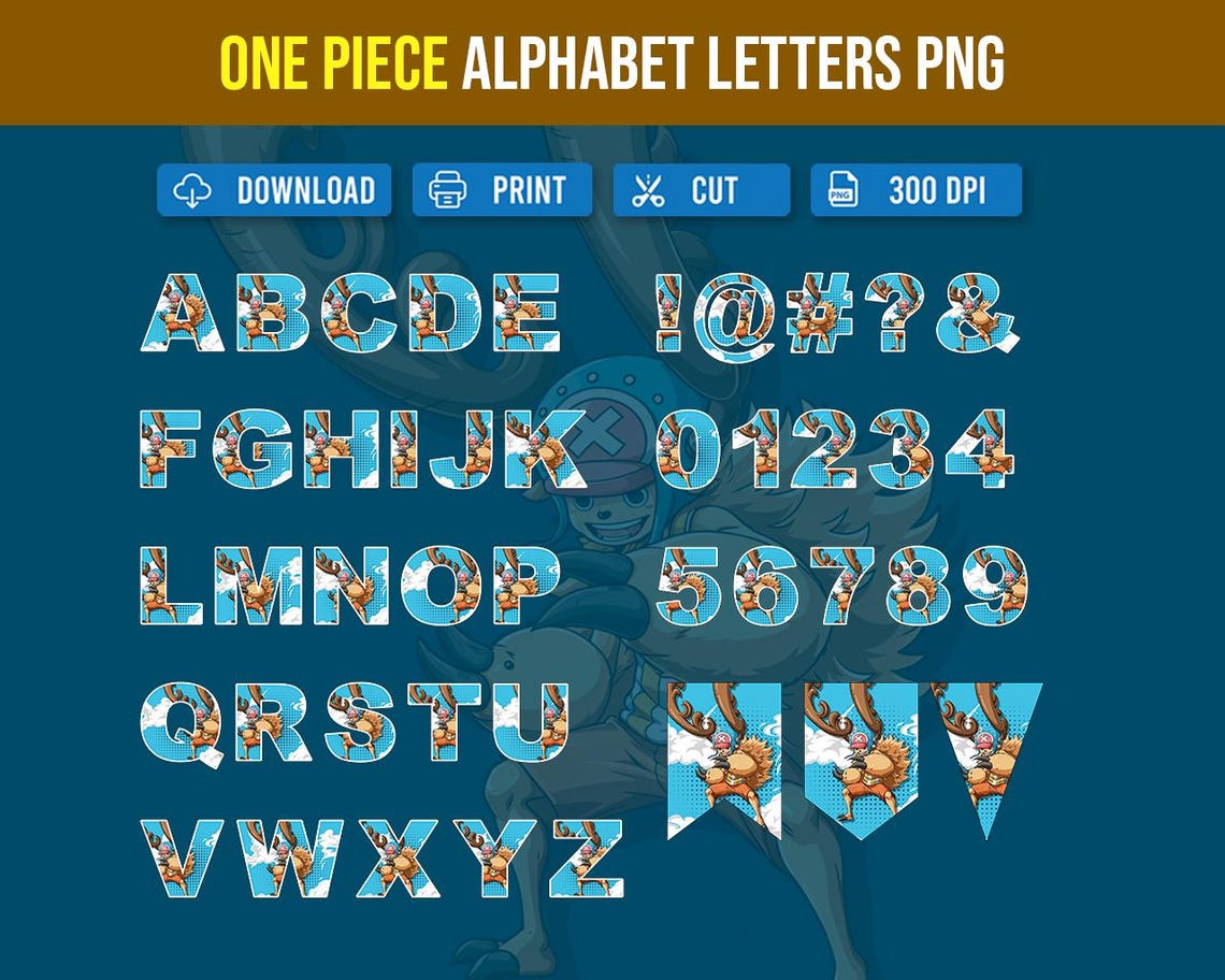 One Piece (chopper) PNG Fonts - Etsy