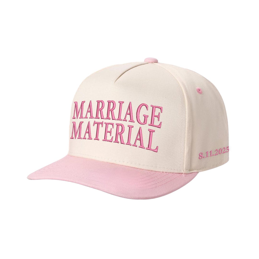 Embroidered Marriage Material Custom Date Two Tone Hat, Personalized ...