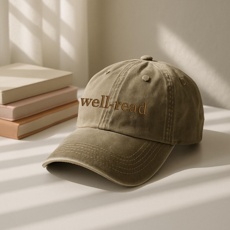 Embroidered Well-read Retro Cap, Book Lover Aesthetic Washed Hat, Gift ...