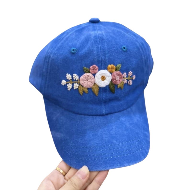 Hand Embroidery Wildflowers Hat, Vintage Embroidered Floral Baseball ...