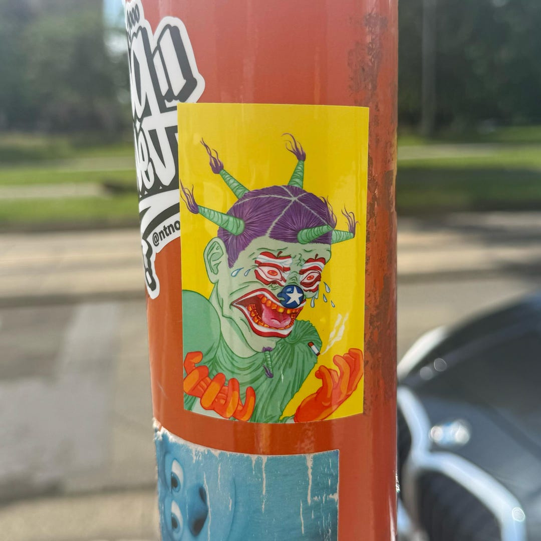 Ugly Hysterical Clown Sticker Funny Kitsch Colourful Psychedelic Sir ...