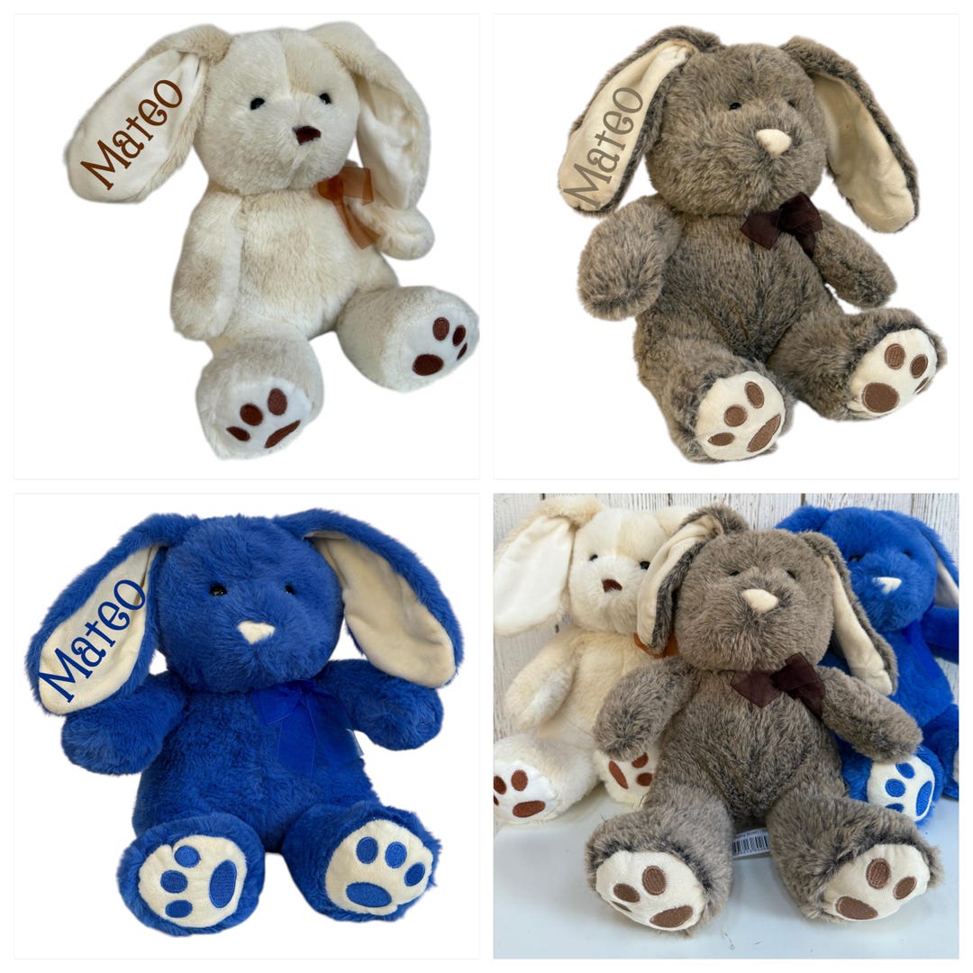 Personalized Easter Bunny Plush Embroidered, Embroidered Stuffed Animal ...