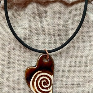 Swirl Heart Necklace-kim Ohara Designs-ceramic Jewelry - Etsy