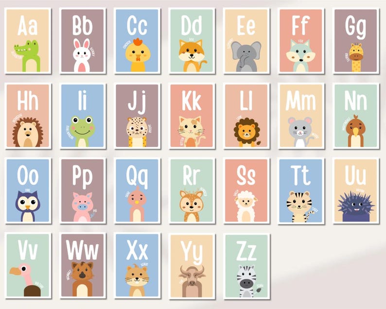 26 Alphabet Flash Cards | Play All Day | Aesthetic Flash Cards for Kids ...
