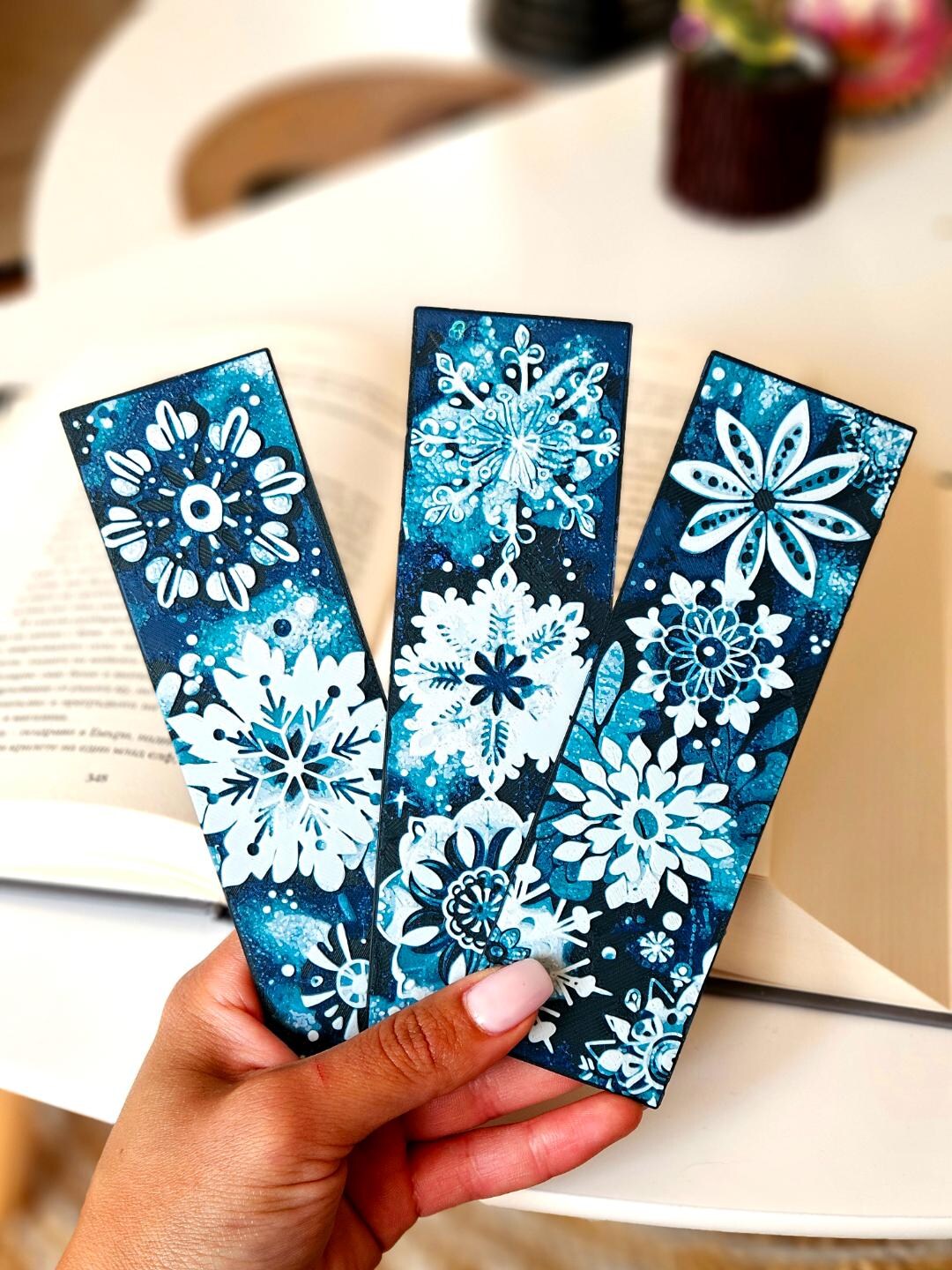 Snowflake Bookmark Set | 3D Printed Winter Bookmarks | Holiday Gift for ...