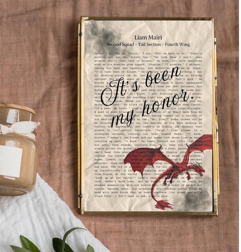 Fourth Wing Liam Mairi “it’s Been My Honor” Printable Quote Frame ...