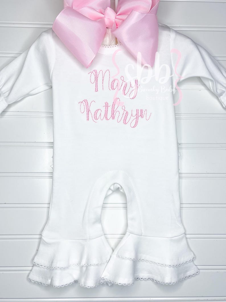 Baby Girl Coming Home Outfit, Monogrammed Romper, Personalized Baby ...