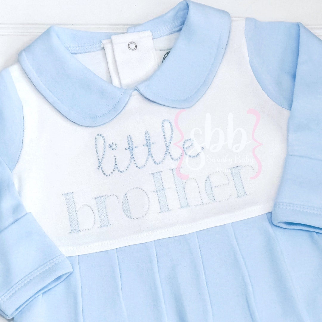 Little Brother Outfit, Baby Boy Coming Home Outfit, Monogrammed Footie ...
