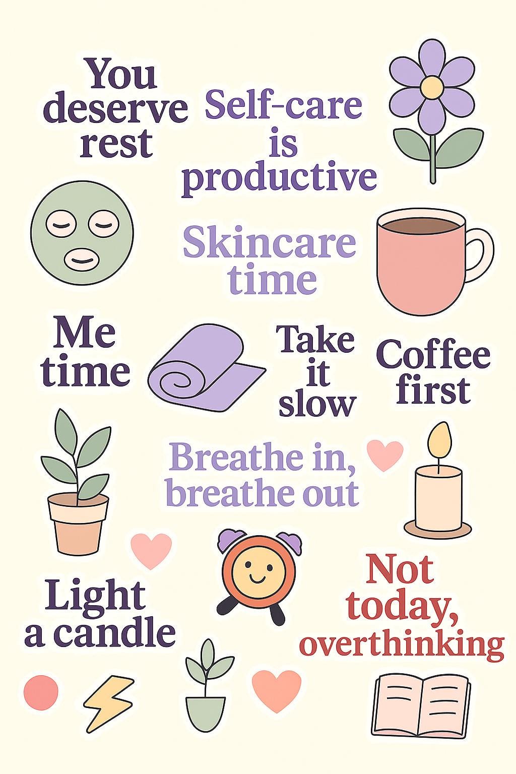 Self-care Planner Stickers – Printable Daily Life Motivational Sheet ...