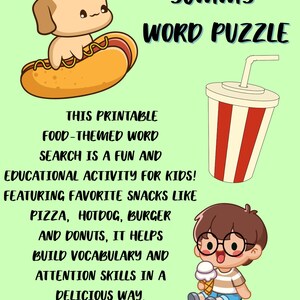 Yummy Food Word Search | Printable Word Puzzle for Kids | Fun Food ...