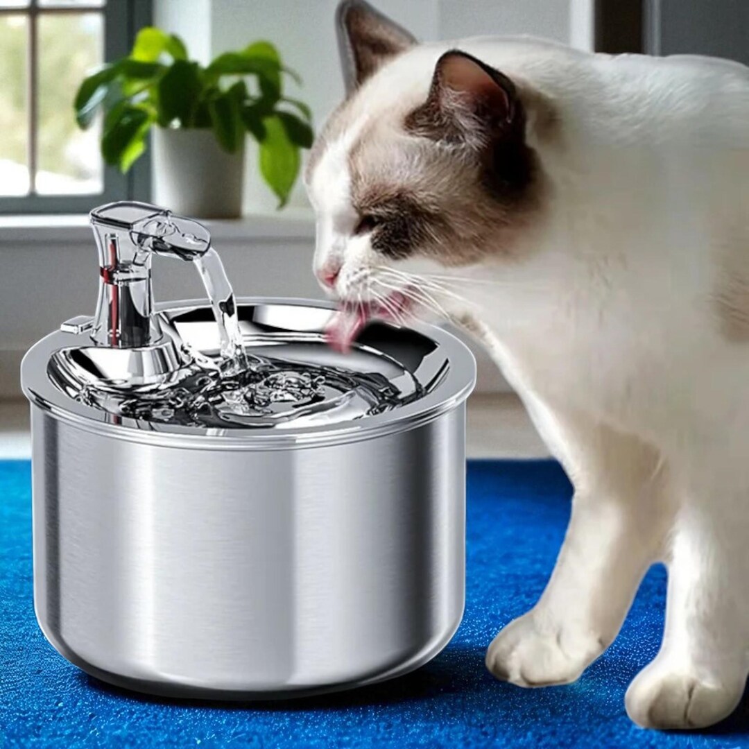 Cat Water Fountain \ Flower Design Recirculating Fresh Water Bowl \ 2L ...