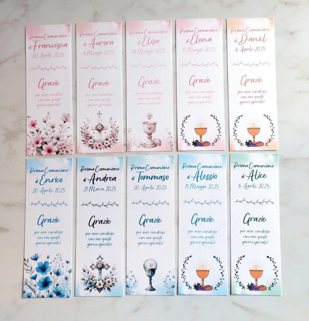 10 FIRST COMMUNION BOOKMARKS - Placeholder Favor 7 X 20 Cm ...