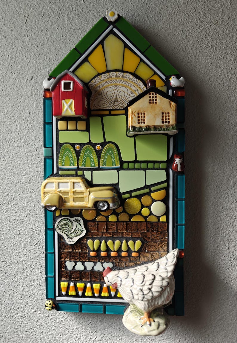 Weekend at the Farm Mosaic Art - Etsy