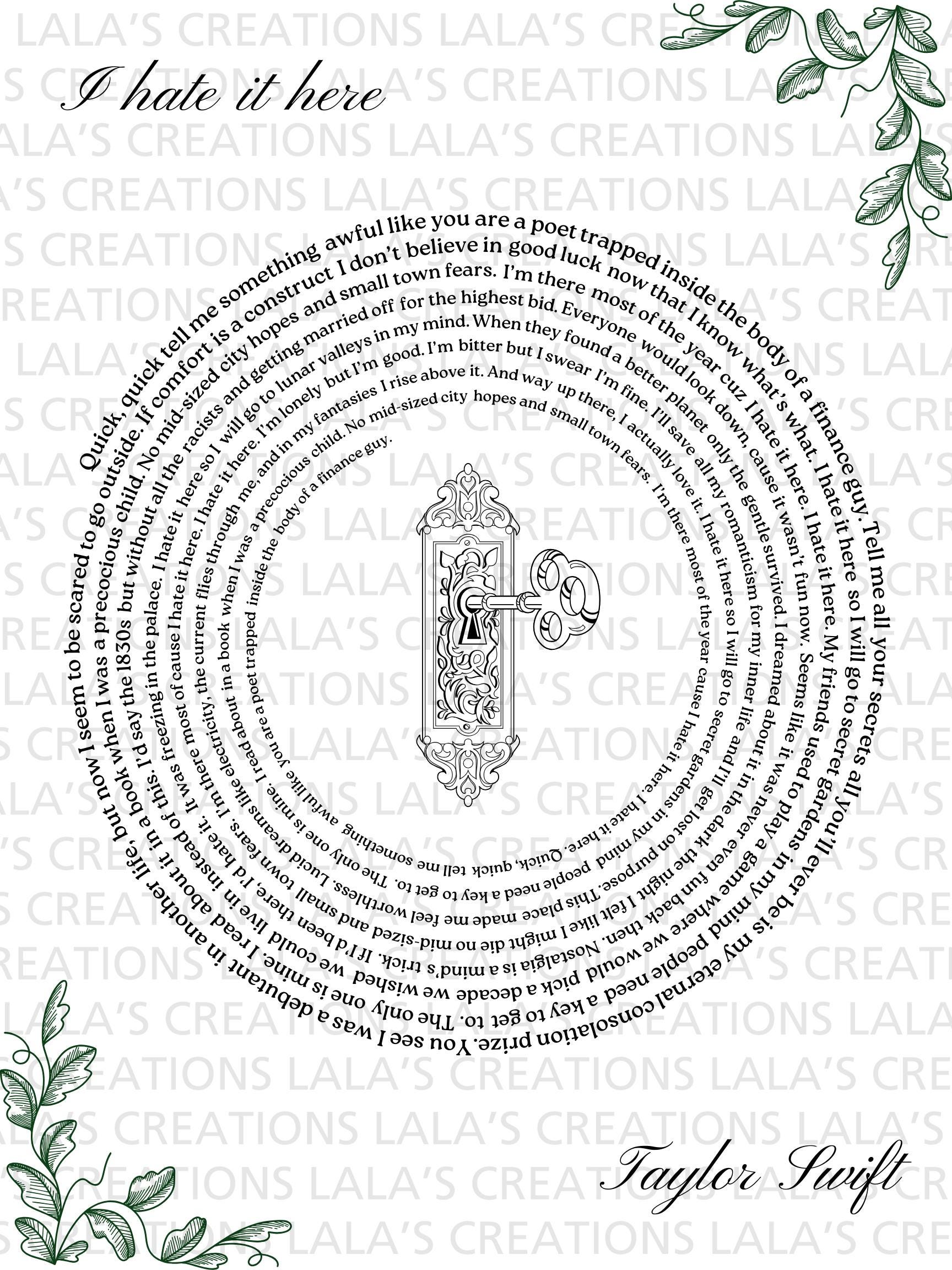 I Hate It Here Taylor Swift Digital Print From the Tortured Poets ...