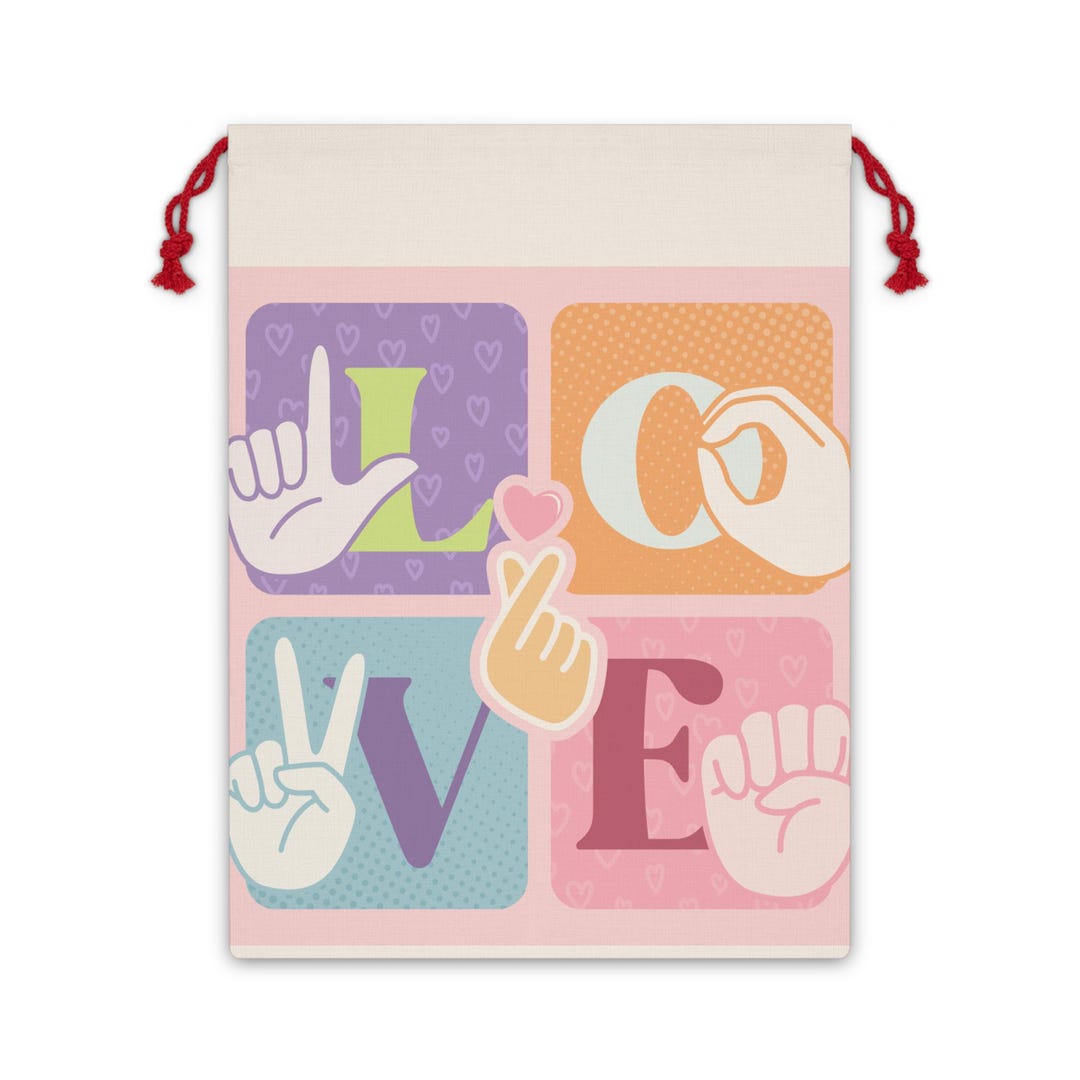 Colorful ASL Sign Language Love Gift Bag, Present Wrapping - Etsy