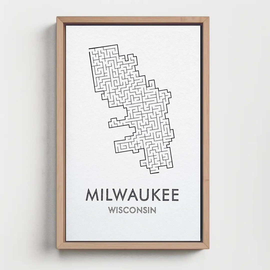 Milwaukee Wisconsin Maze Art Print - Modern Minimalist Wall Decor ...